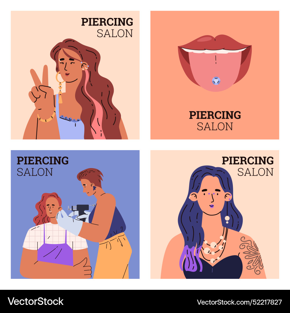 Advertising posters for a piercing salon Vector Image