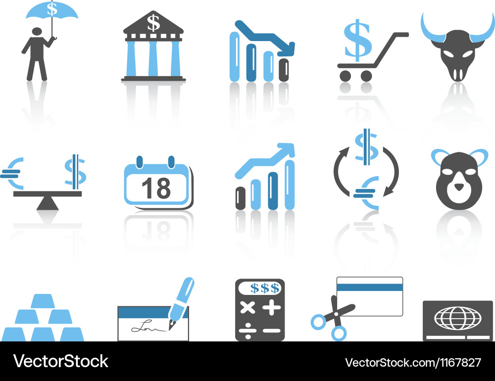 Business and finance icons set Royalty Free Vector Image