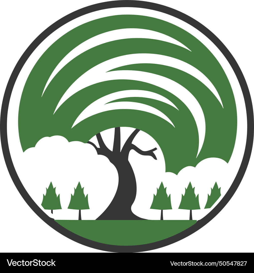 Circle emblem tree wifi signals representing Vector Image