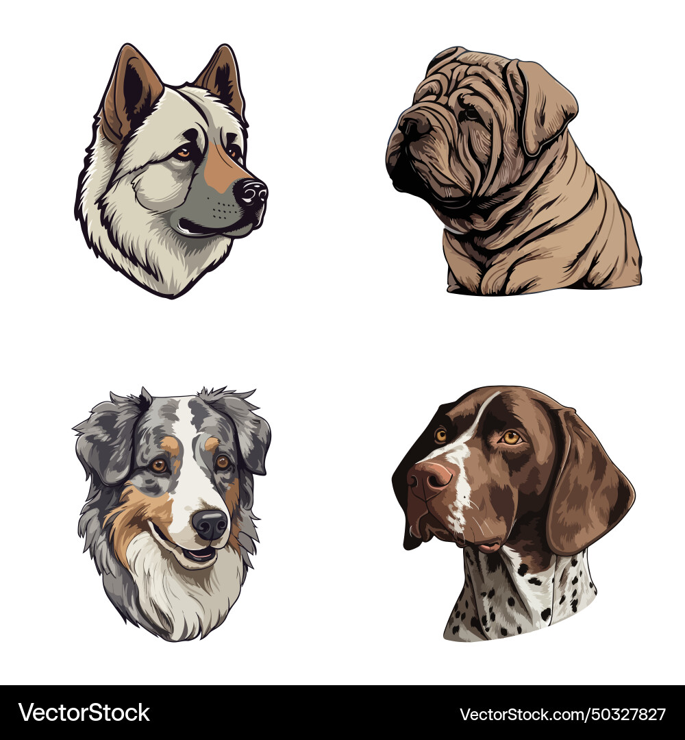 Dog stickers flat icon set isolated on white Vector Image