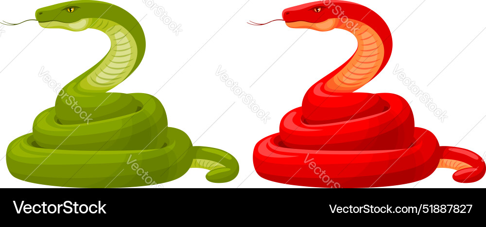 Green and red cartoon snake Royalty Free Vector Image