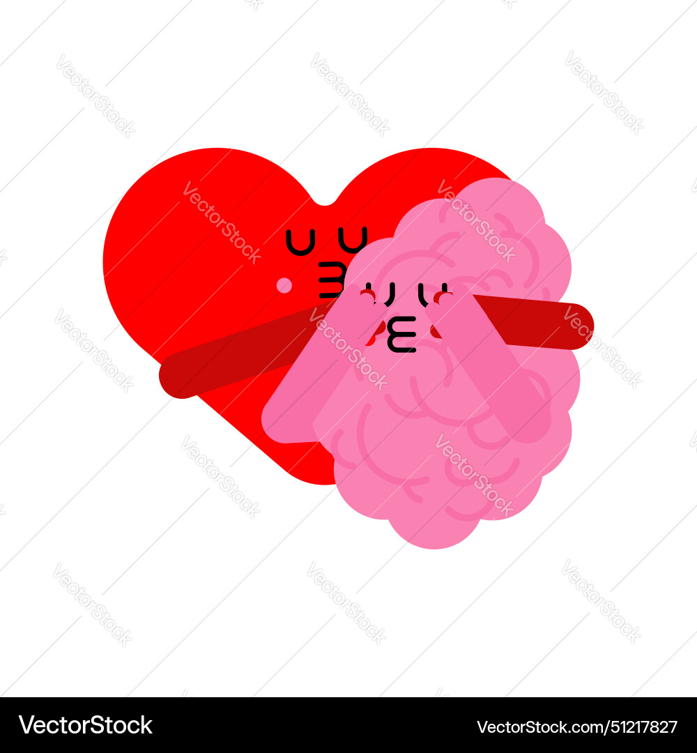 Heart and brain closes your eyes from behind Vector Image