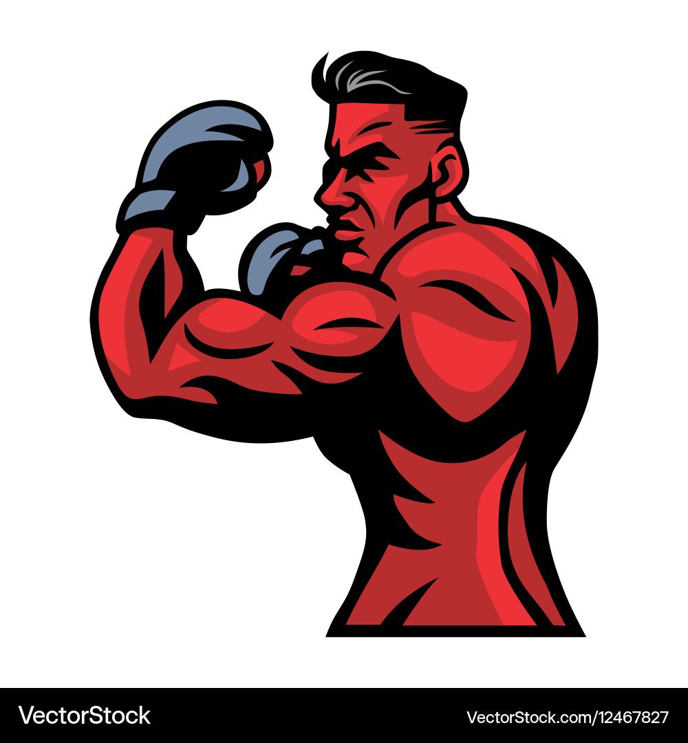 Mma fighter mascot pose Royalty Free Vector Image
