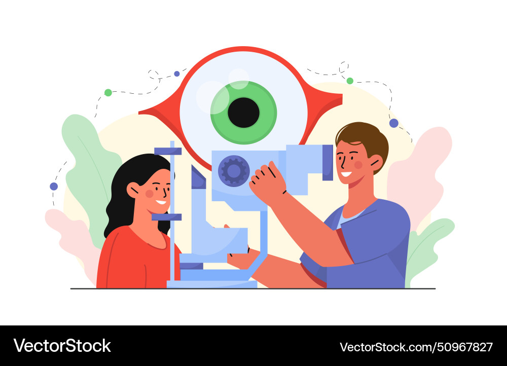 Optometrist with woman Royalty Free Vector Image