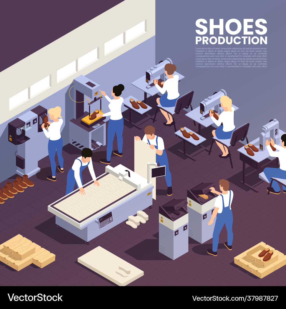 Shoes production background Royalty Free Vector Image