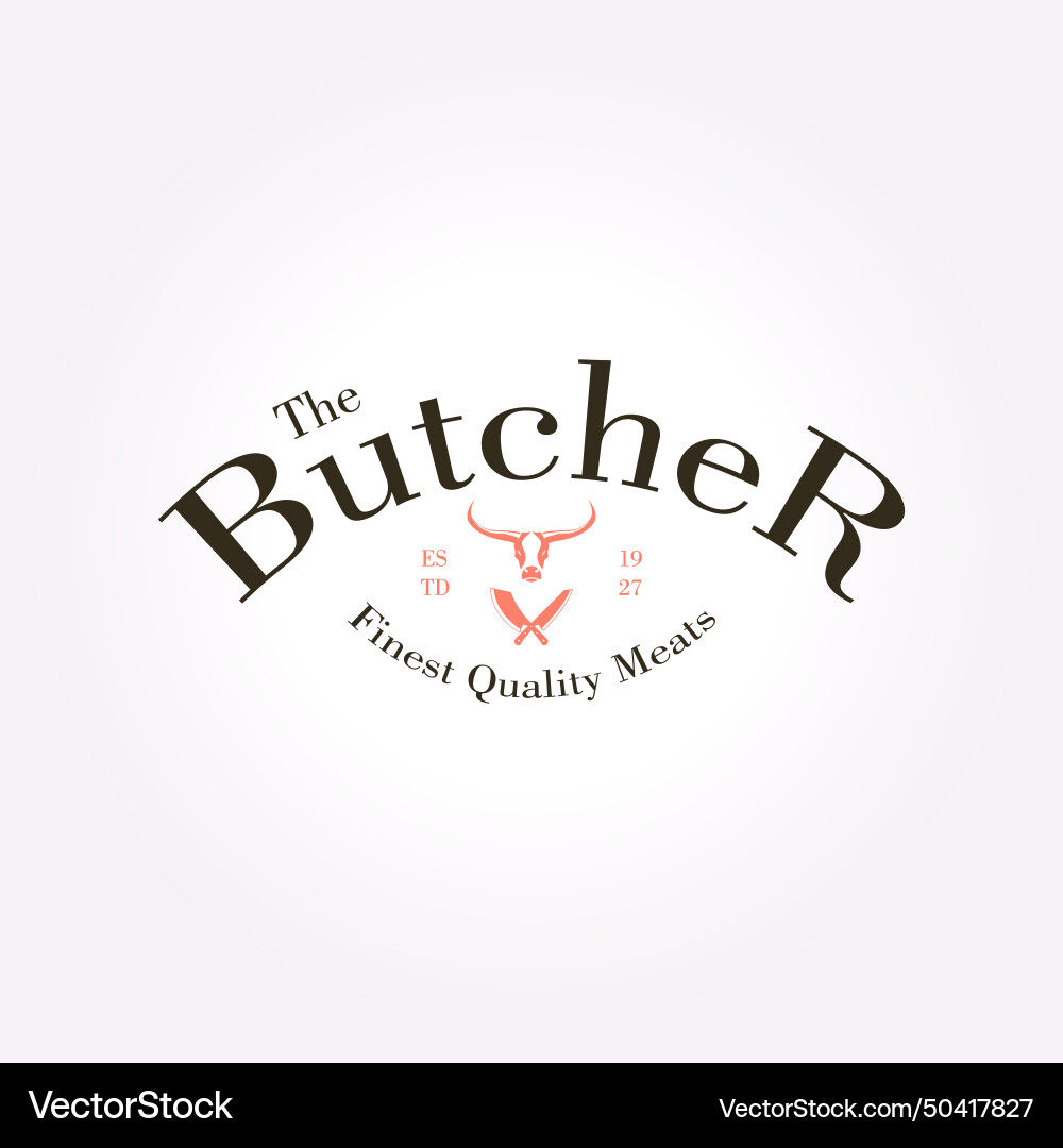 Simple butchery logo template design retro Vector Image