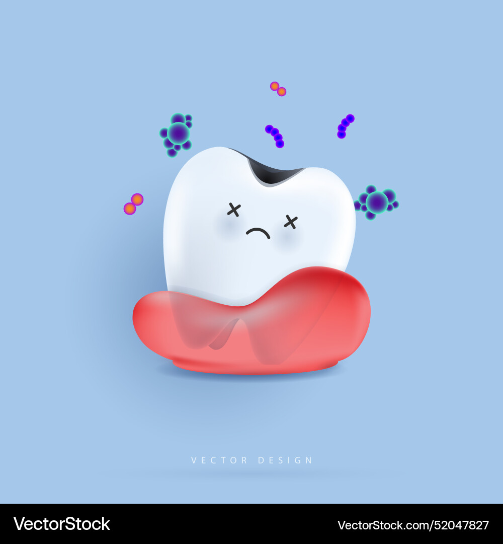 Teeth character cries because of germs tooth Vector Image