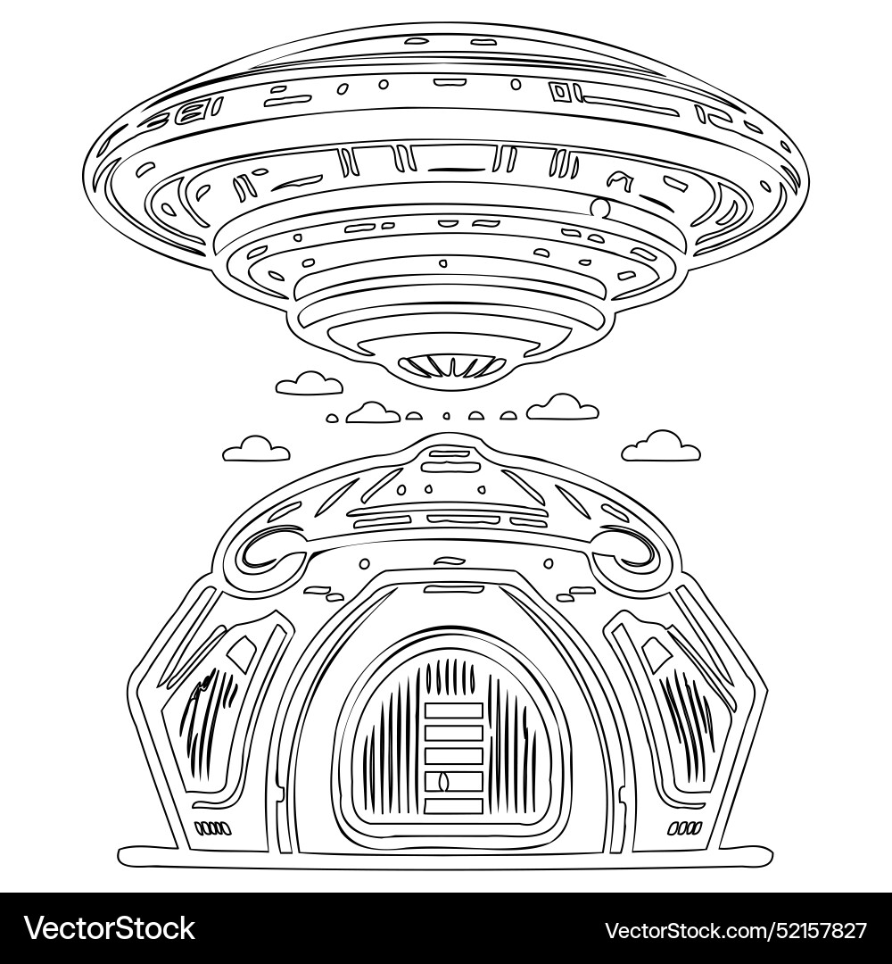 Ufo outline sketch Royalty Free Vector Image - VectorStock