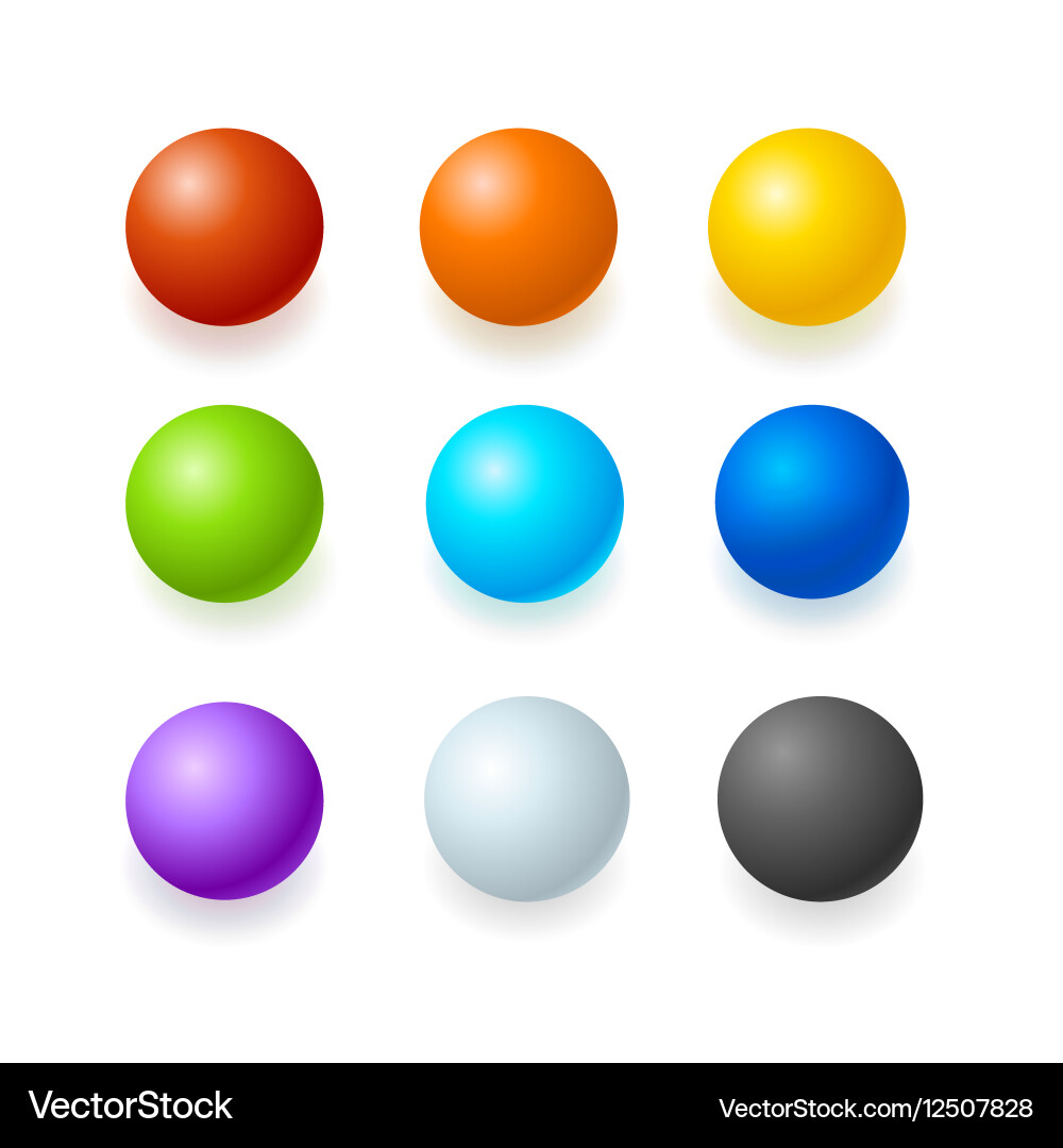 Color glossy spheres or button set Royalty Free Vector Image
