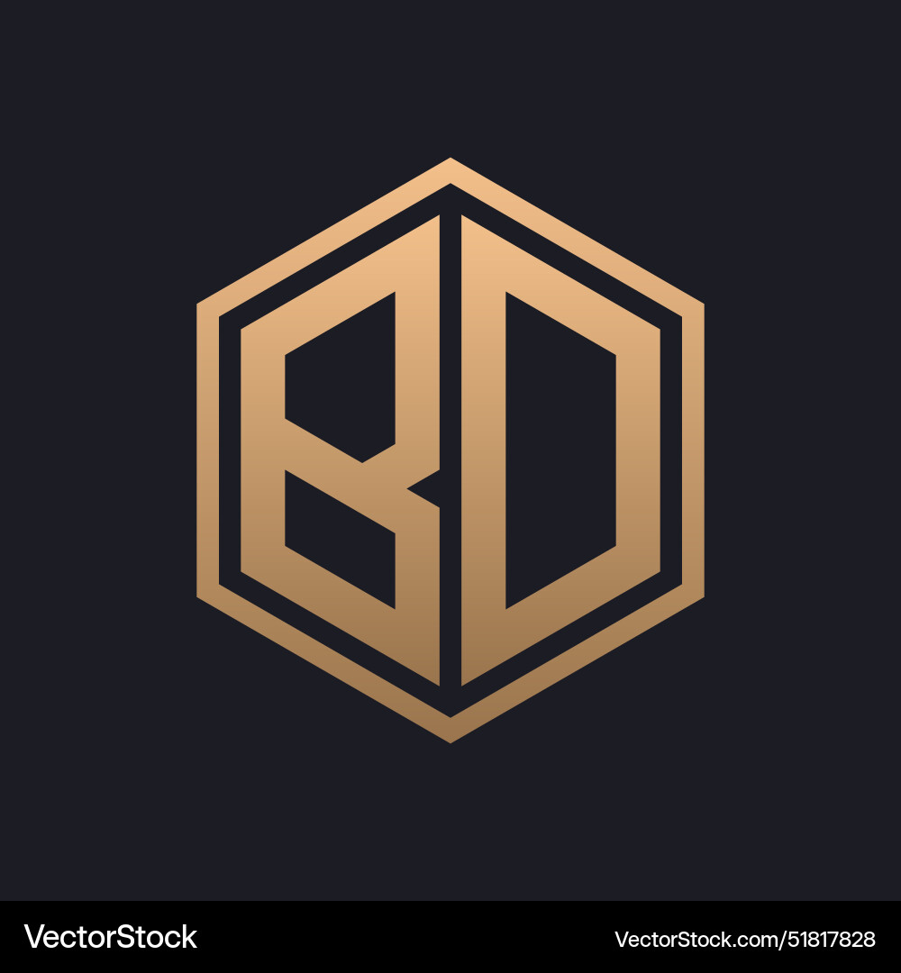 Elegant hexagon letter bd logo design initial Vector Image