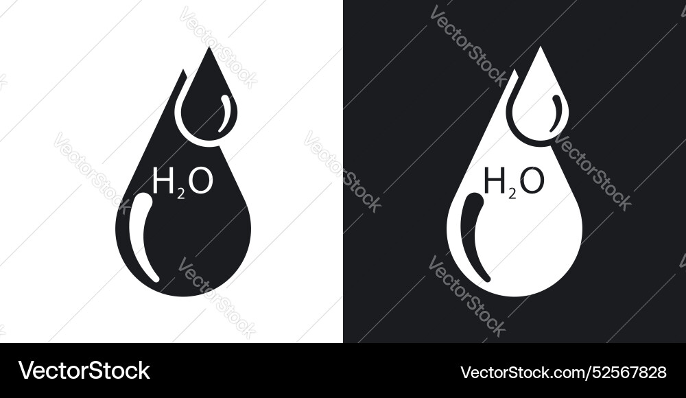 H2o icon set on white background Royalty Free Vector Image