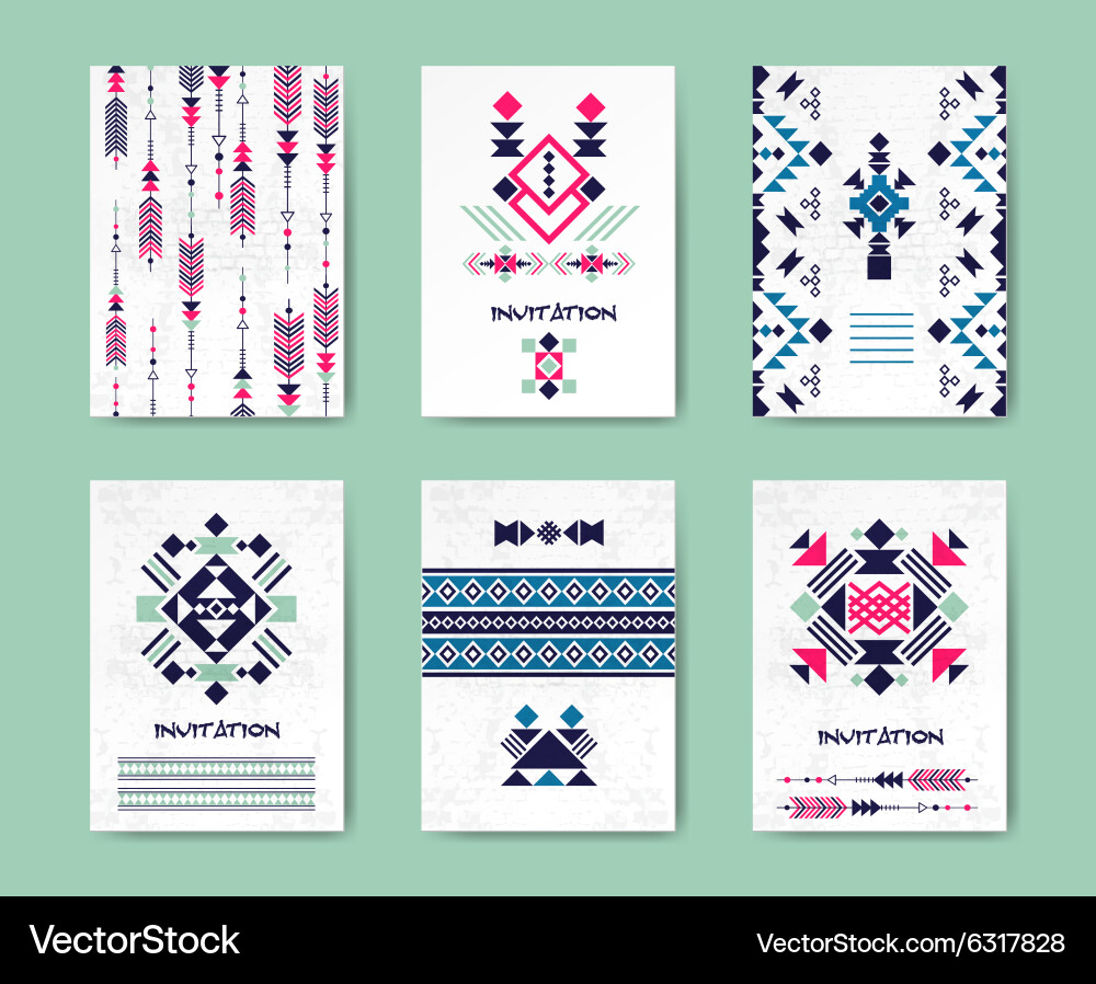 Native american tribal creative cards Royalty Free Vector