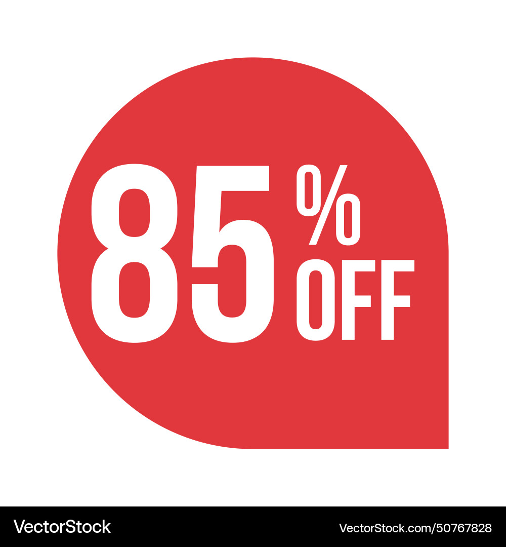 Red 85 percent discount label on white background Vector Image