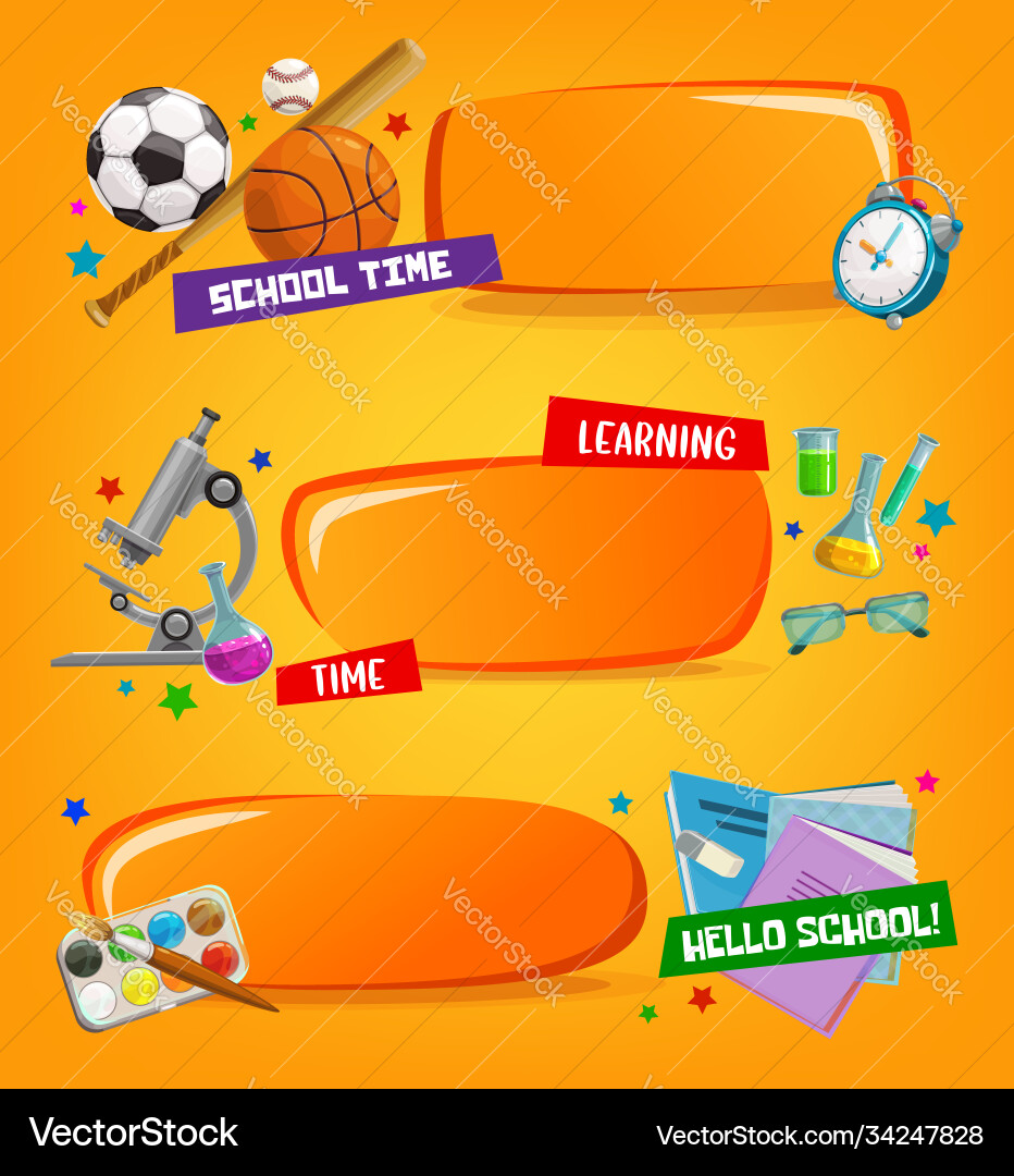 School Learning Frames - Cartoon Education Vector Image