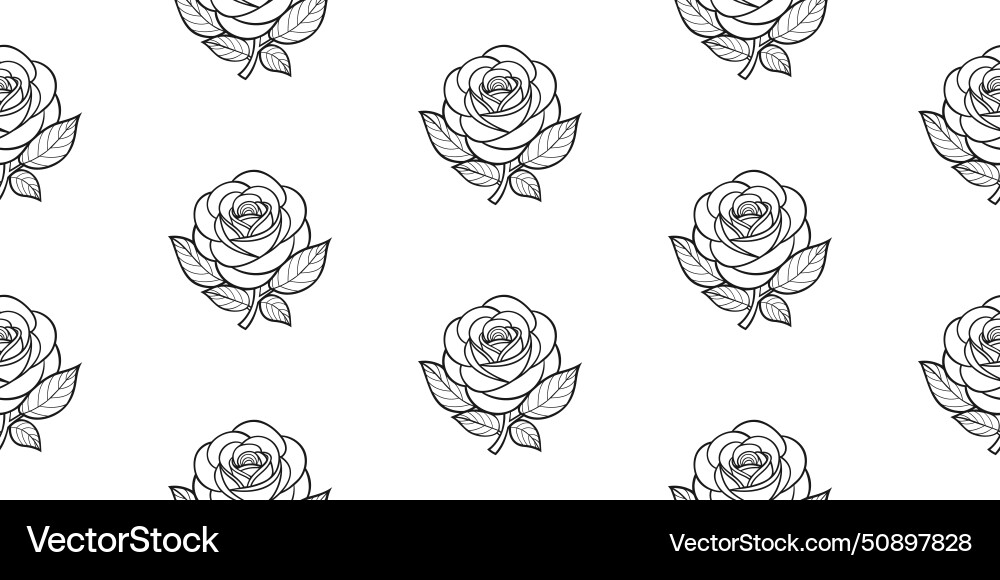 Seamless pattern with black and white roses Vector Image
