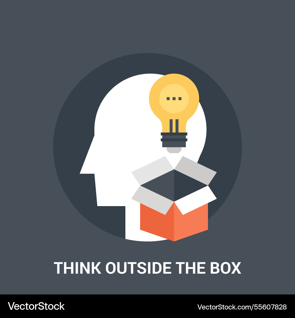 Think outside the box flat icon design concept Vector Image