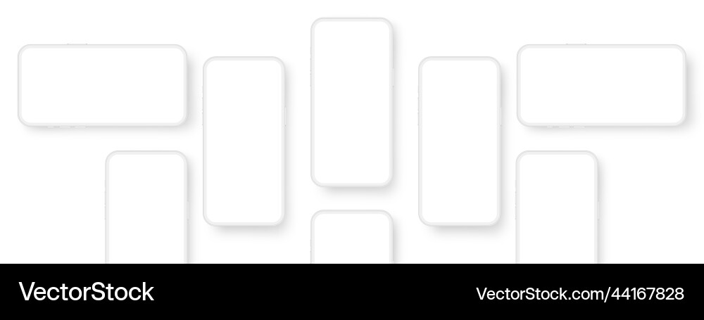 White mobile phones horizontal and vertical Vector Image