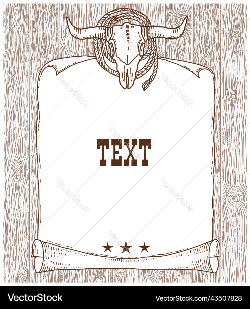 Wild west paper background for text cowboy Vector Image