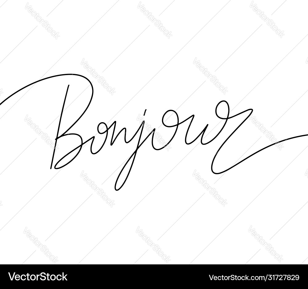 Bonjour hand drawn lettering isolated template Vector Image