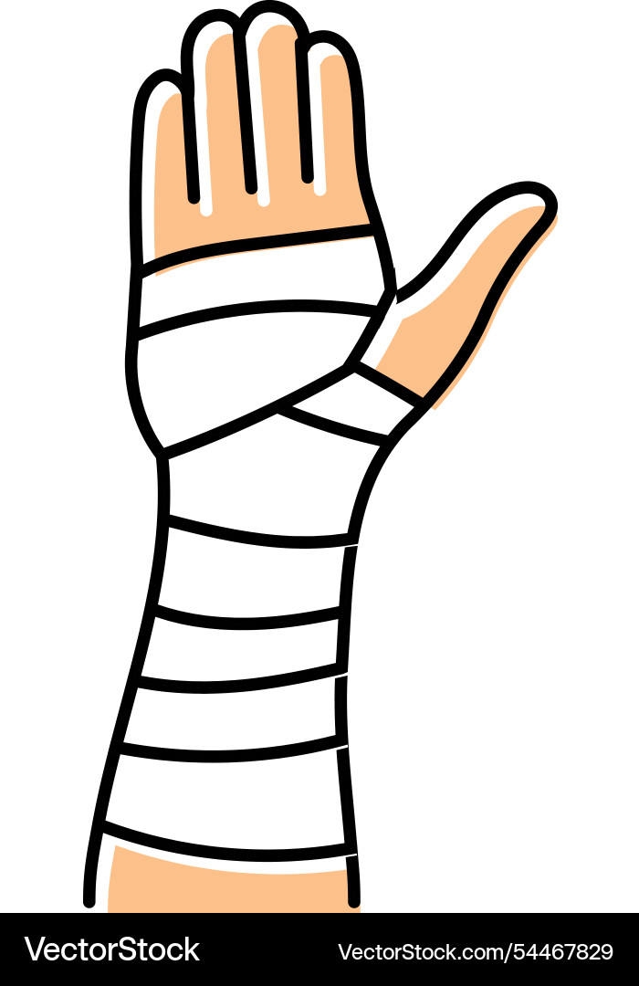 Cast on arm fracture color icon Royalty Free Vector Image