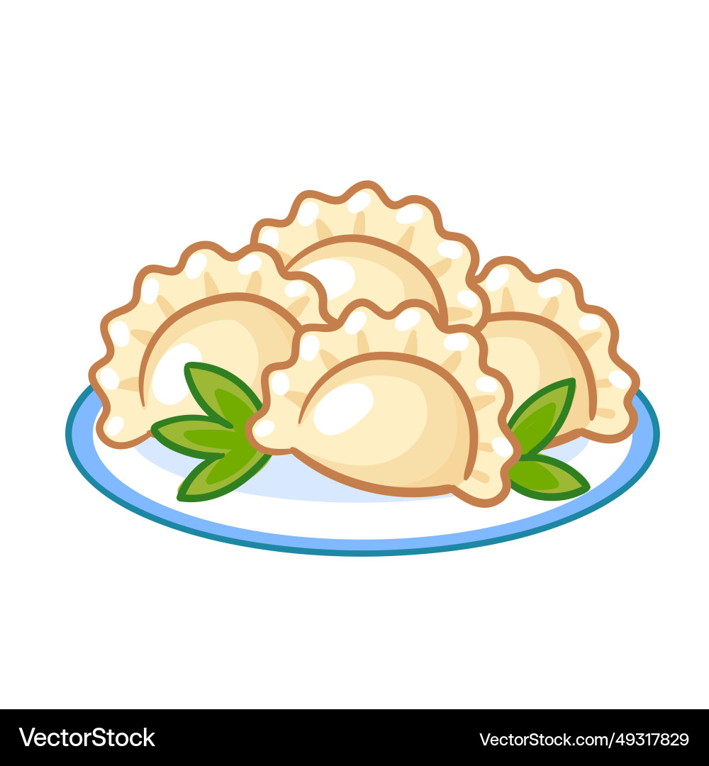 Dumplings on a beautiful plate Royalty Free Vector Image