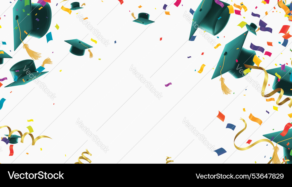 Graduation day for class caps thrown Royalty Free Vector