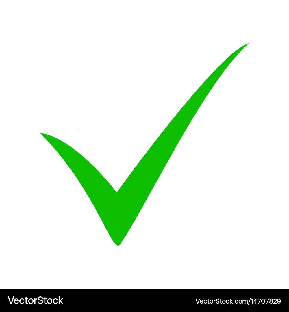 Green tick isolated icon on white Royalty Free Vector Image