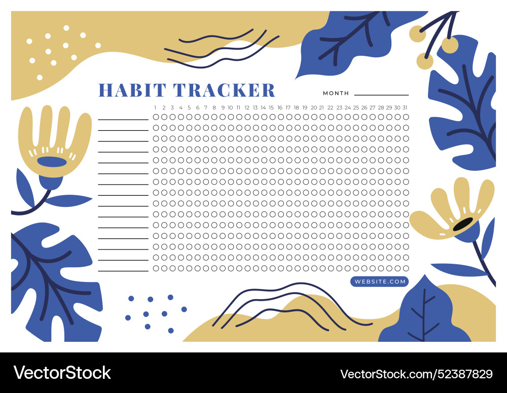 Habit tracker template organizer Royalty Free Vector Image