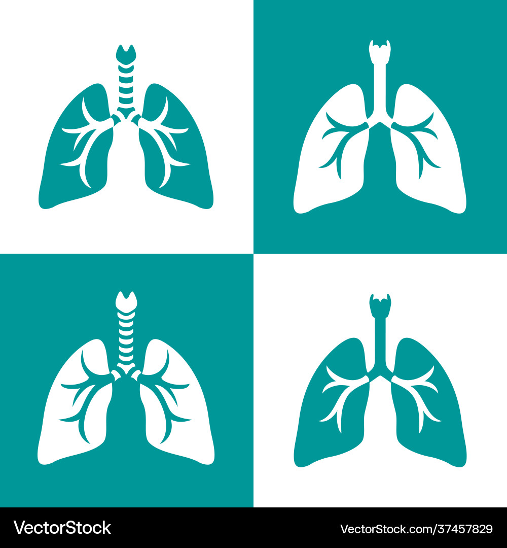 Human lungs icon set Royalty Free Vector Image