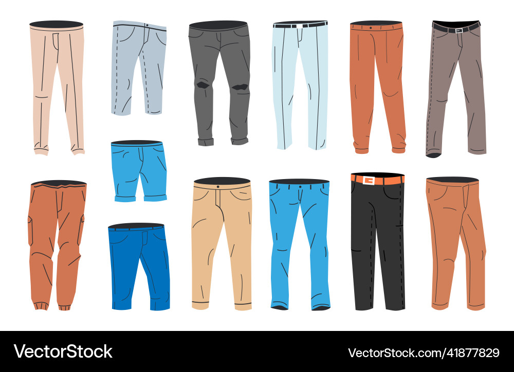 Male jeans models collection Royalty Free Vector Image