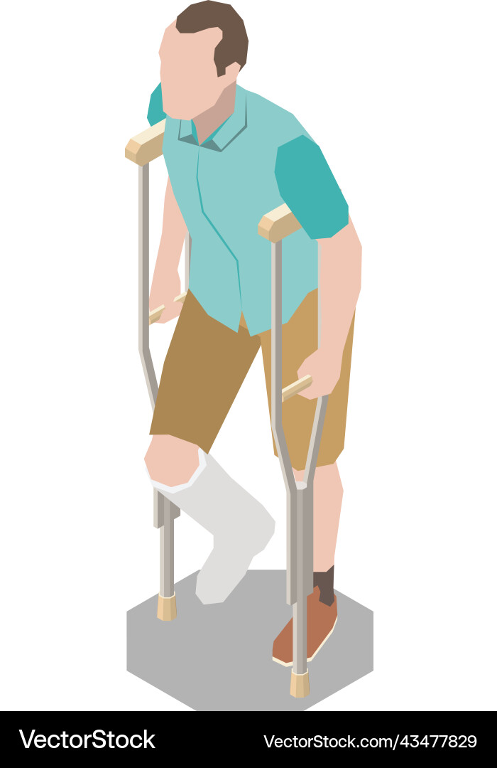 Man on crutches composition Royalty Free Vector Image