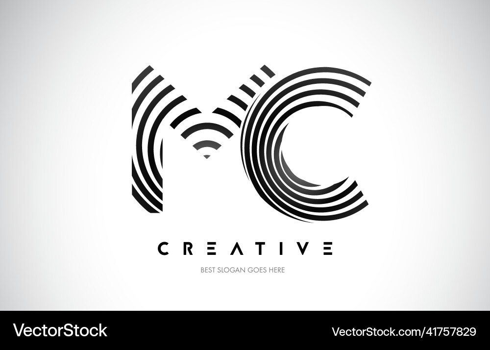 Mc lines warp logo design letter icon made Vector Image