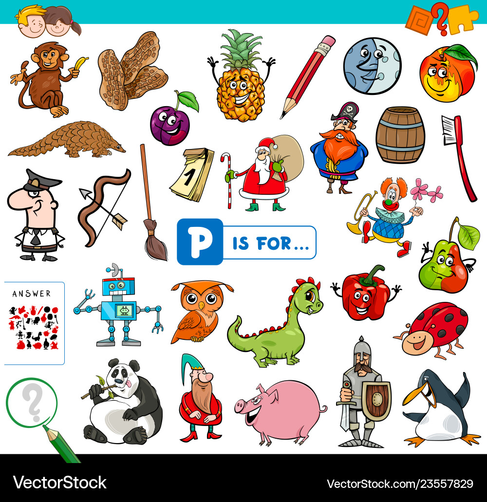 P is for educational game children Royalty Free Vector Image