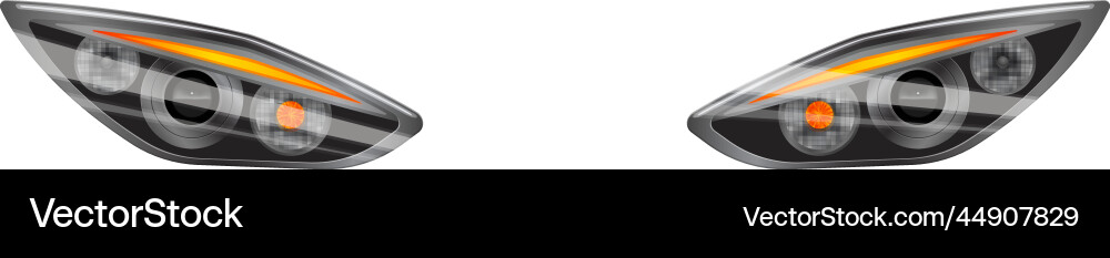 Realistic automobile headlights composition Vector Image