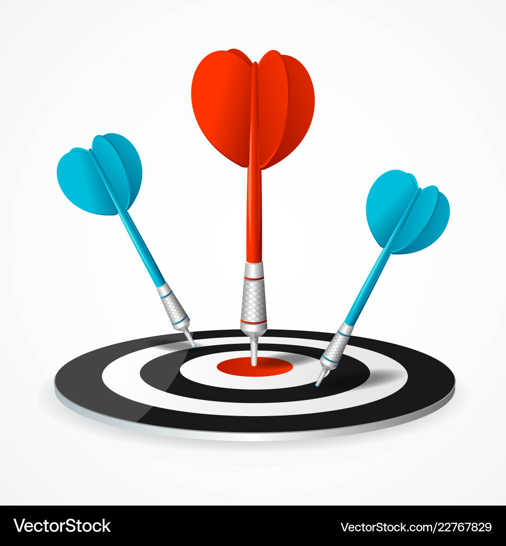 Realistic detailed 3d dartboard with darts Vector Image