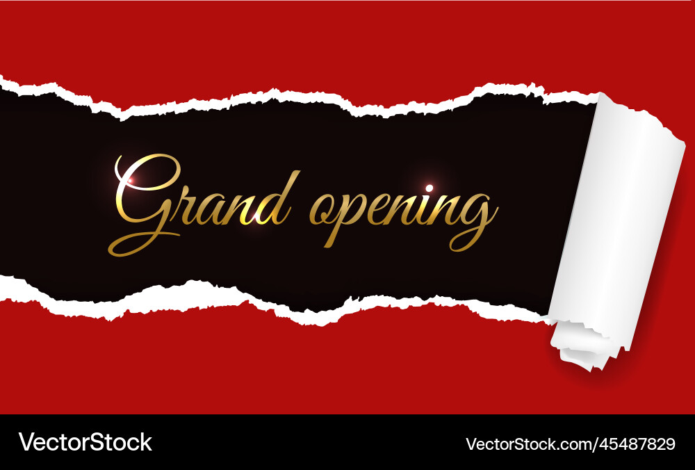 Red Ripped Paper Grand Opening – Royalty-Free Vector | VectorStock