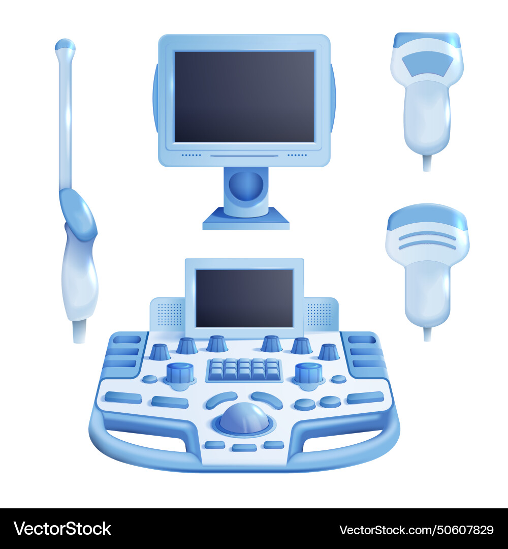 Ultrasound device realistic set Royalty Free Vector Image