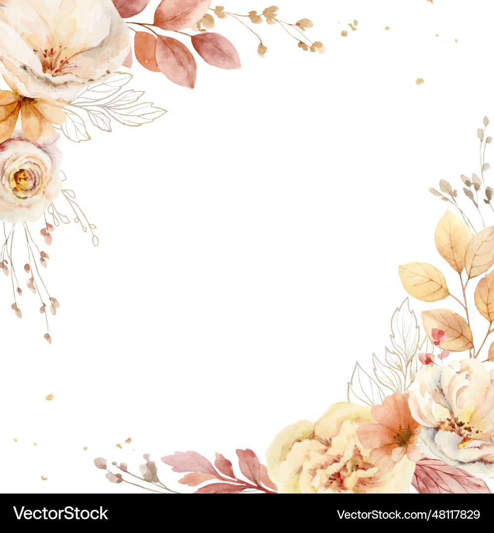 Watercolor fall foliage frame with soft Royalty Free Vector