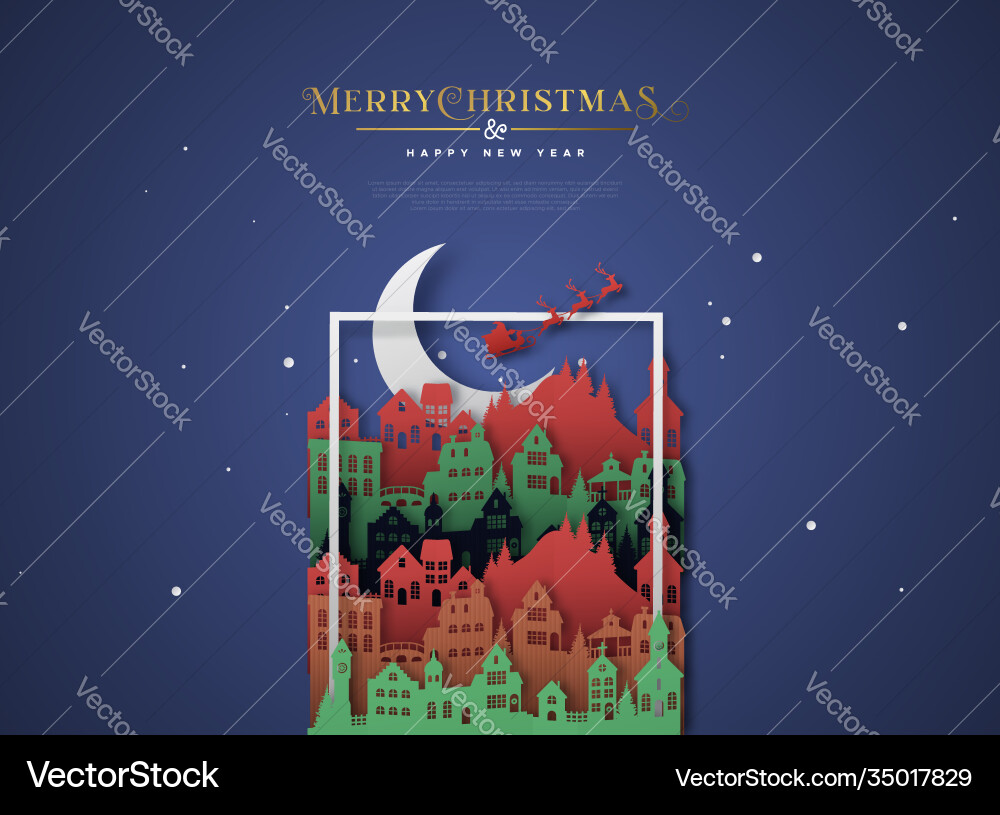Year paper frame city web template Royalty Free Vector Image