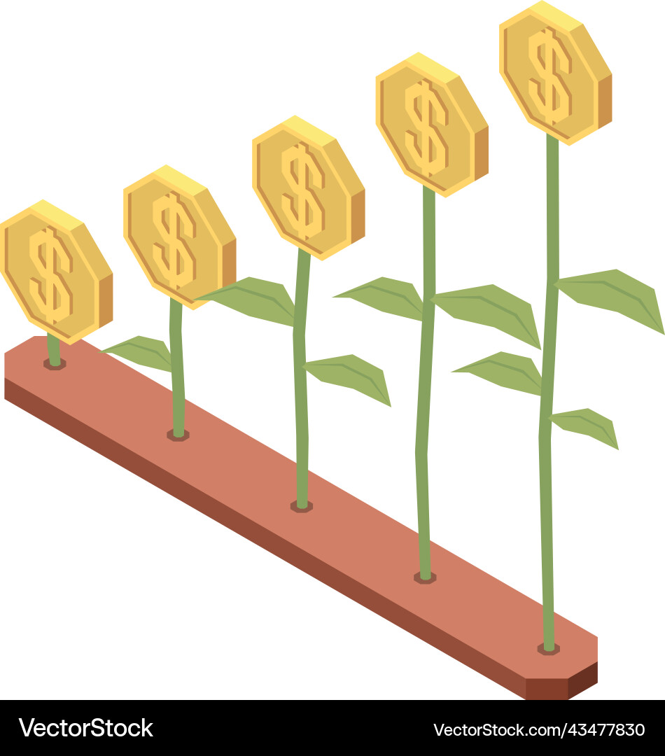 Coin flowers range composition Royalty Free Vector Image