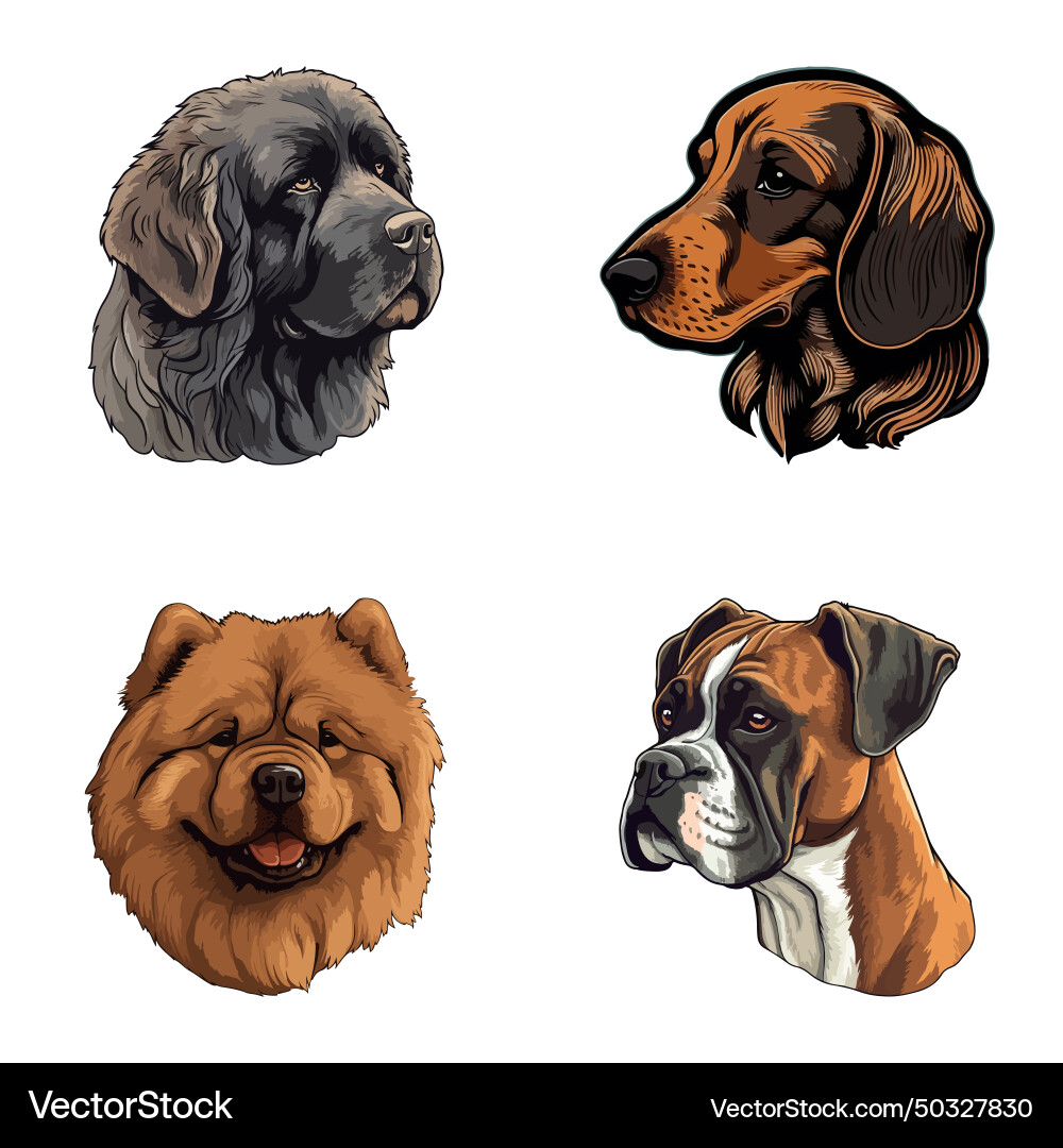 Dog stickers flat icon set isolated on white Vector Image