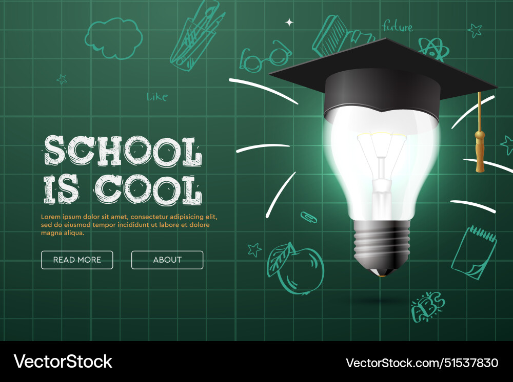 Education concept web banner school is cool Vector Image
