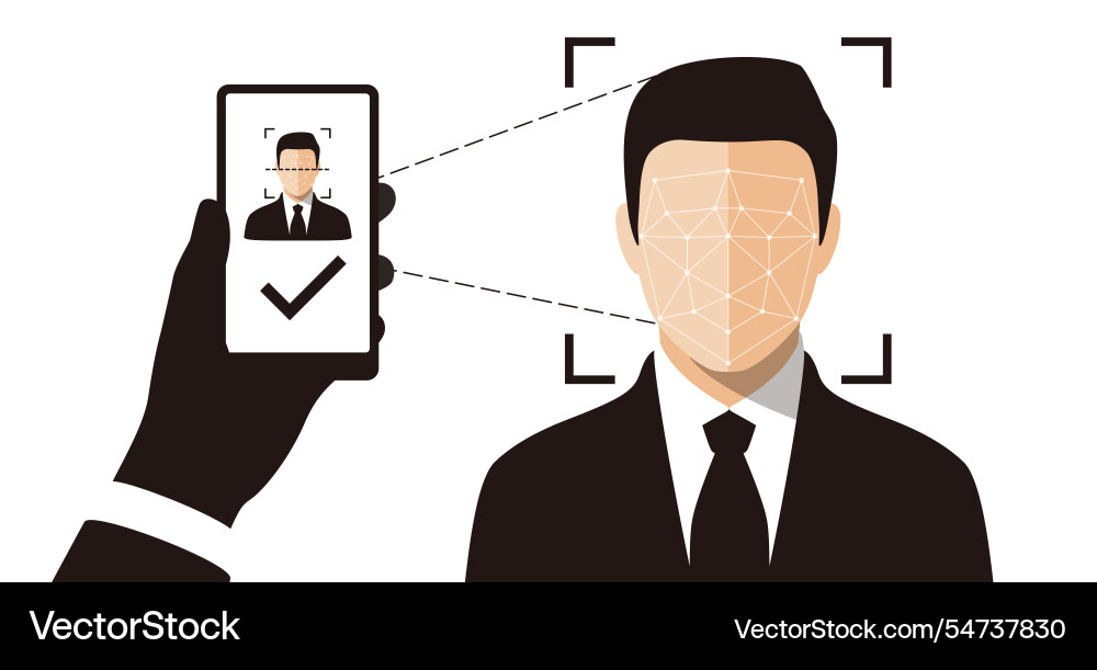 Face id facial recognition system concept icons Vector Image