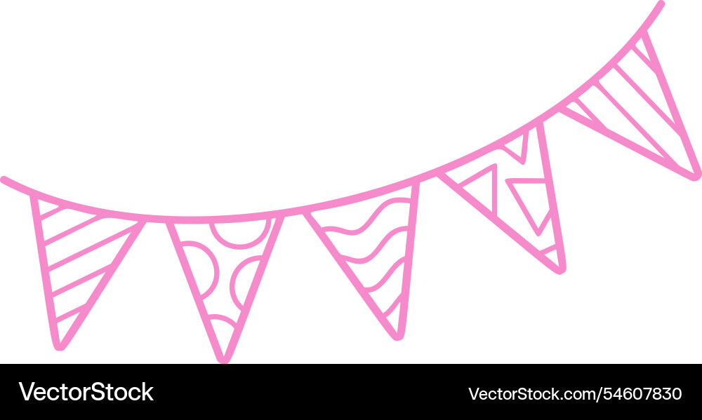 Festive triangle flag garland scribble Royalty Free Vector