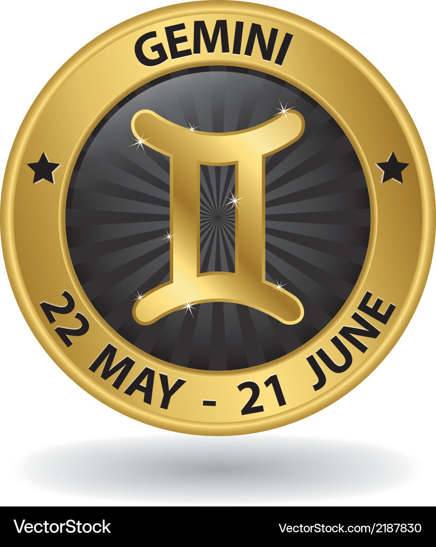 Gemini zodiac gold sign symbol Royalty Free Vector Image