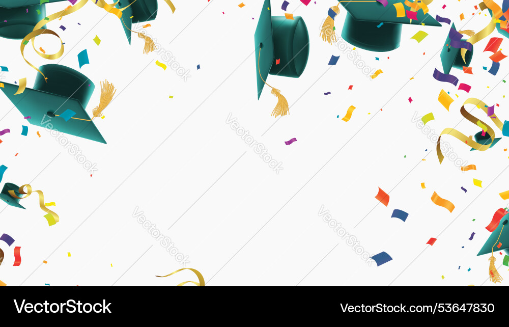 Graduation day for class caps thrown Royalty Free Vector