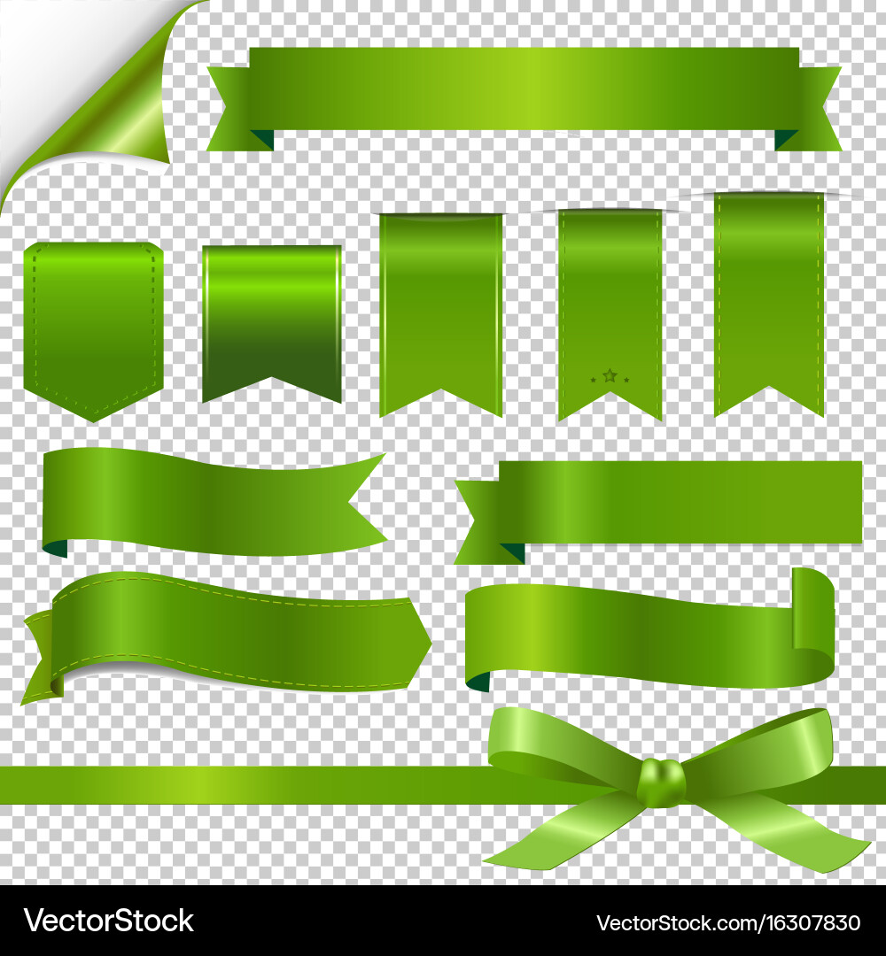 Green Ribbon Set - Celebration Royalty Free Vector Image