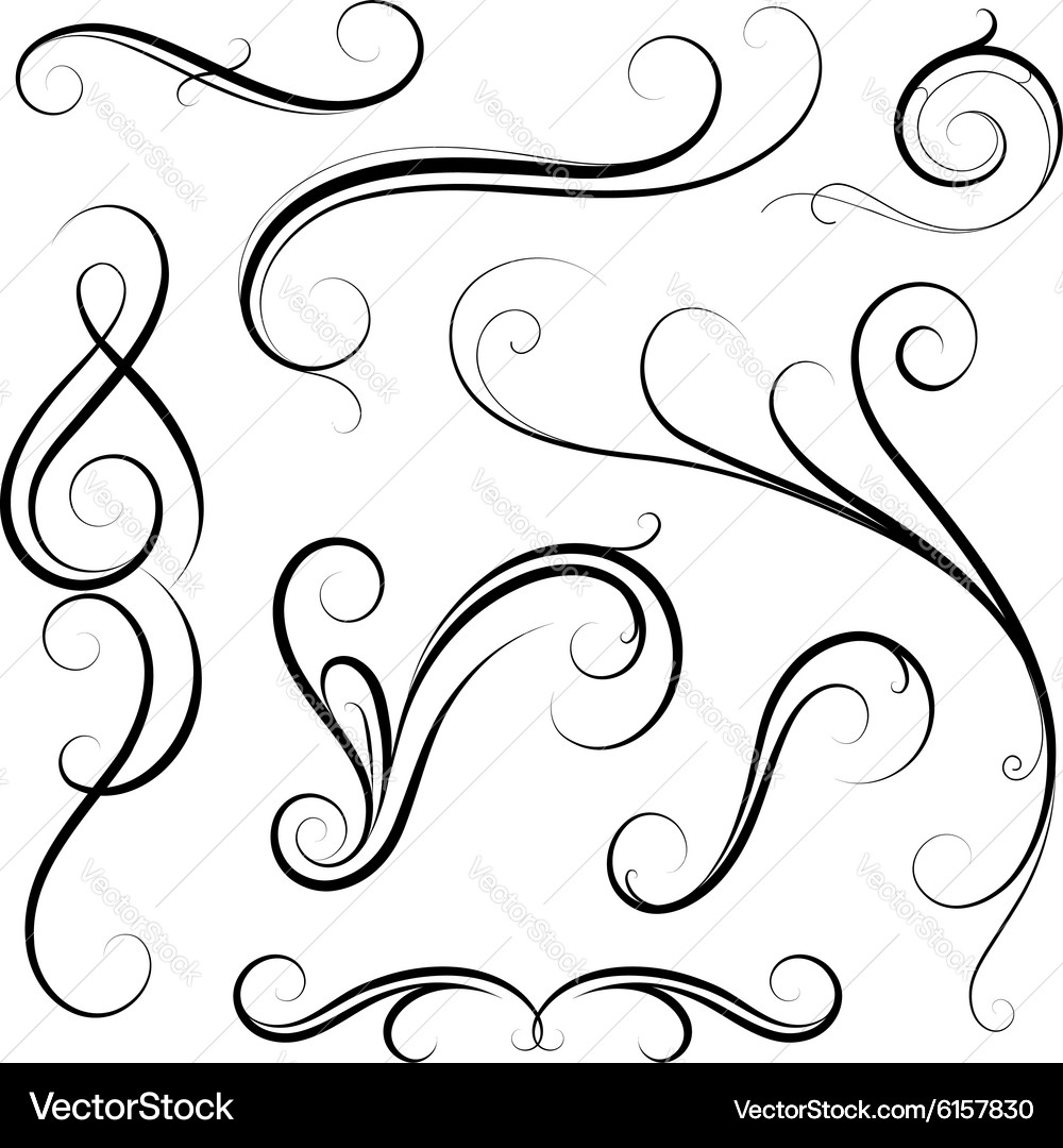 Set of calligraphic swirls Royalty Free Vector Image