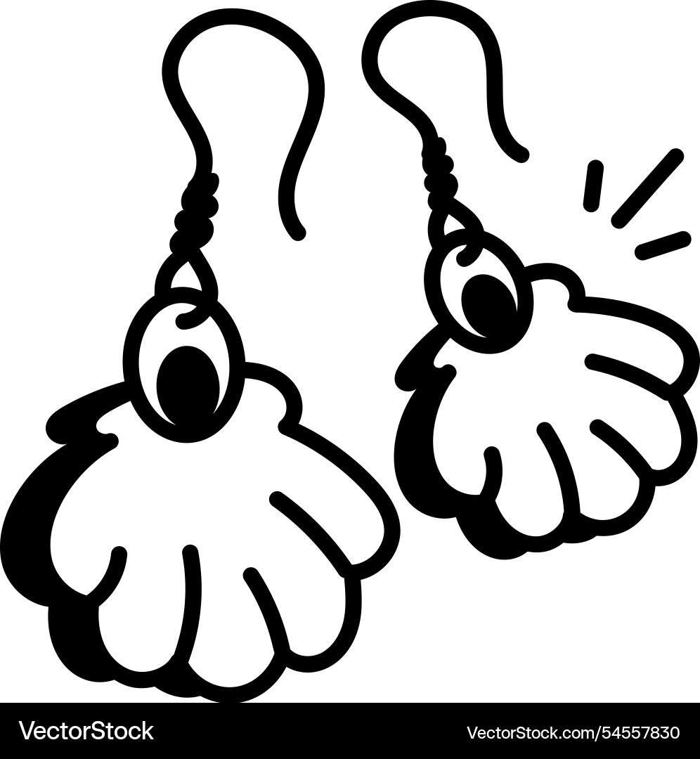 Shell earrings icon in hand drawn style Royalty Free Vector