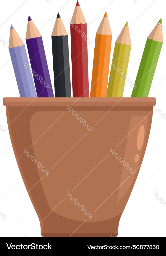 Study pencil stand icon cartoon stationery Vector Image